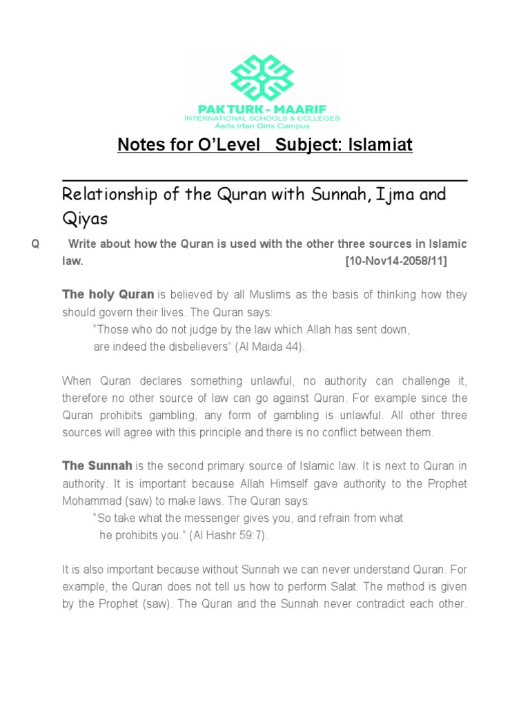 The Relationship of Quran With Other Three Resouces. | PDF | Quran | Islam
