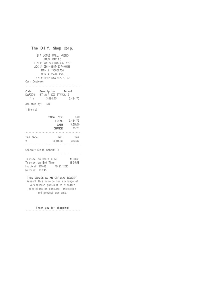 Receipt DIY | PDF