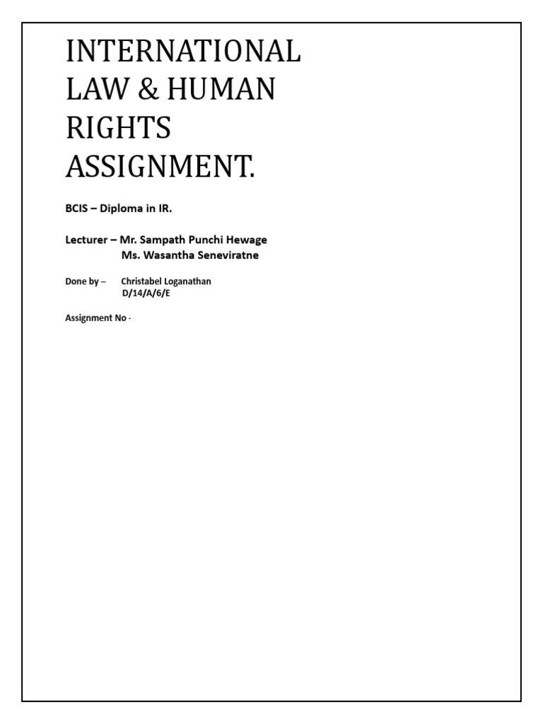 International Law & Human Rights Assignment | PDF | International Law ...