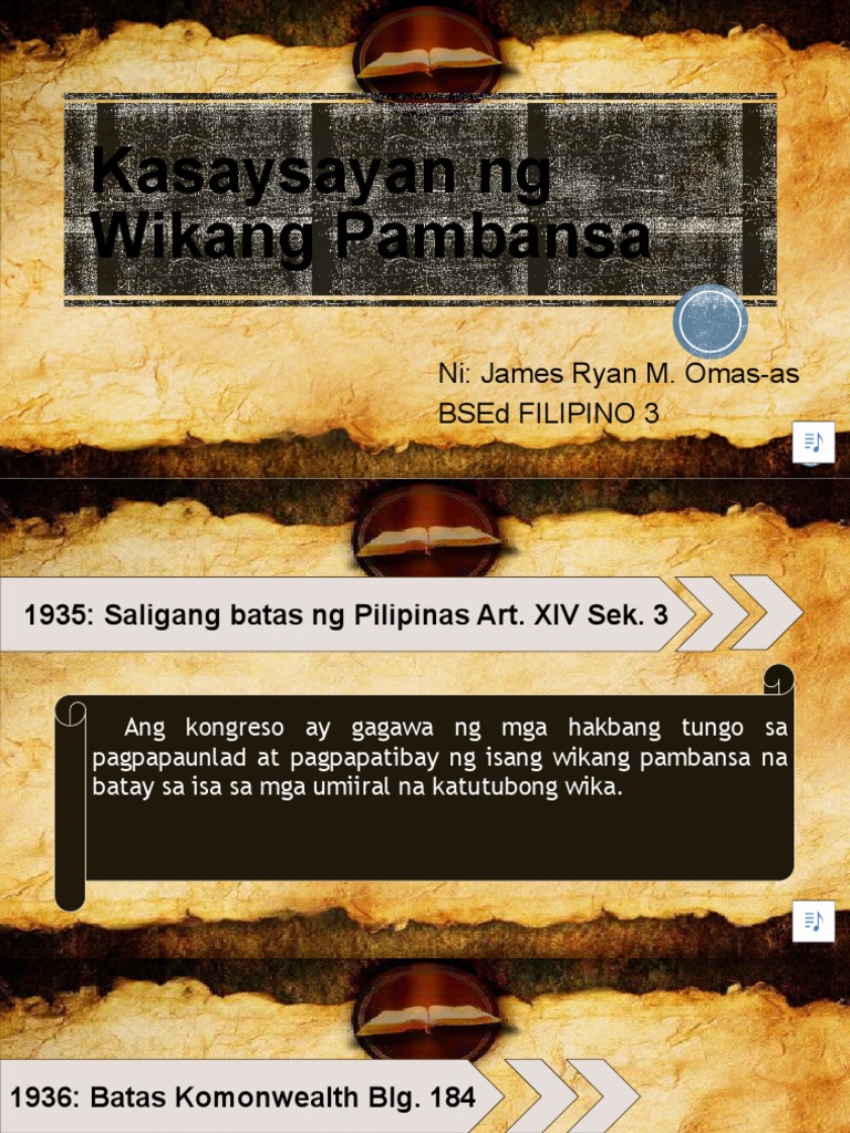 Kasaysayan NG Wikang Pambansa Timeline | PDF