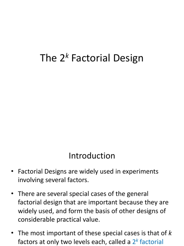 The 2k Factorial Design Pdf Scientific Method Statistics
