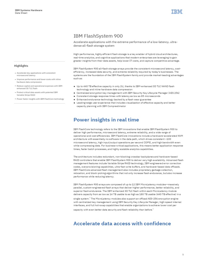 IBM Flash 900 DataSheet | PDF | Flash Memory | Computer Architecture