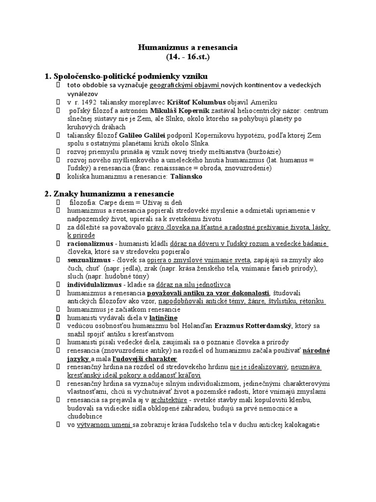 Humanizmus A.renesancia | PDF