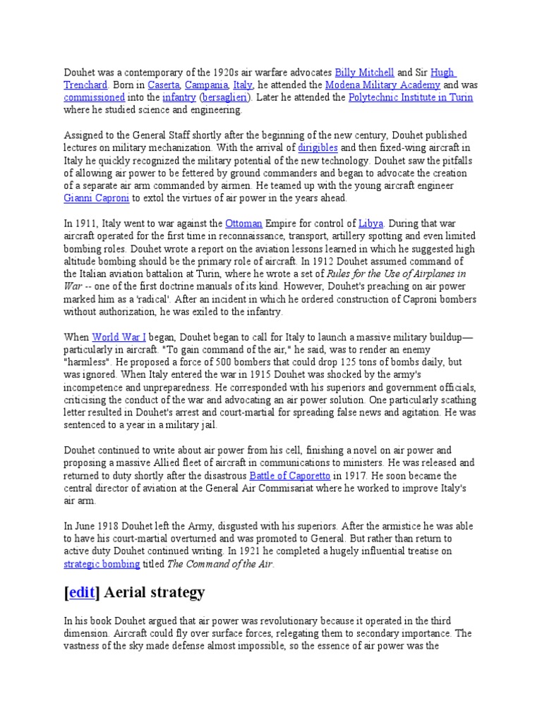 Air Power Theories of Giulio Douhet | PDF | Military Forces | Military ...