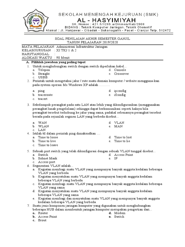 Soal Penilaian Akhir Semester Ganjil | PDF