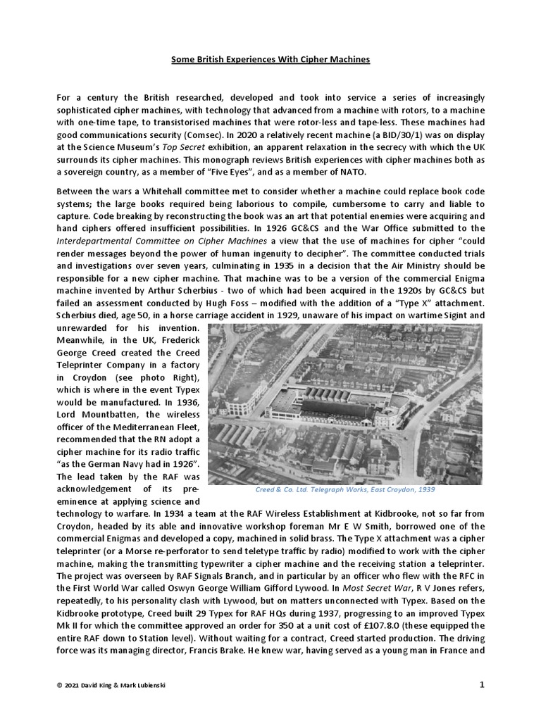 Some British Experiences With Cipher Machines FINAL | PDF | Military ...