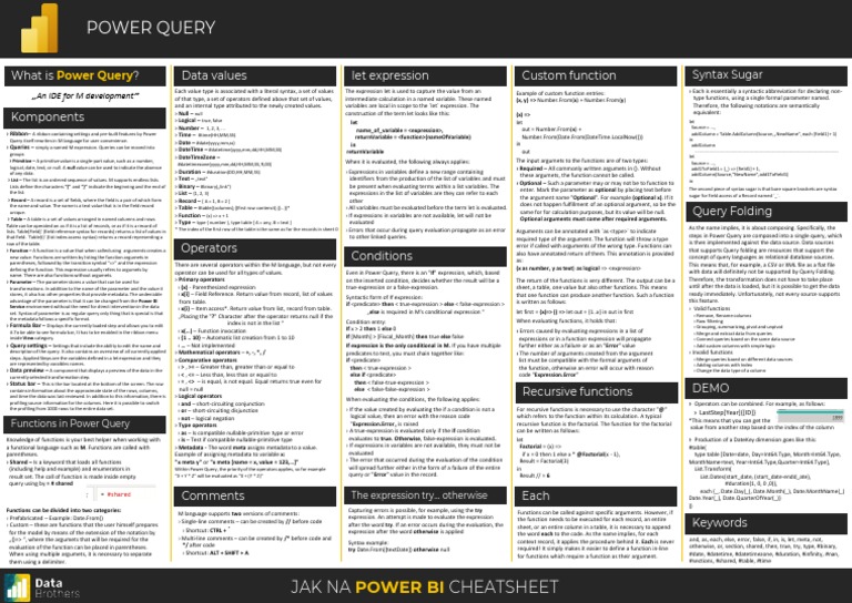 CheatSheet PowerQuery EN | PDF | Parameter (Computer Programming) | Database Index