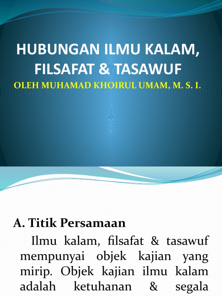 Hubungan Ilmu Kalam Filsafat And Tasawuf Pdf