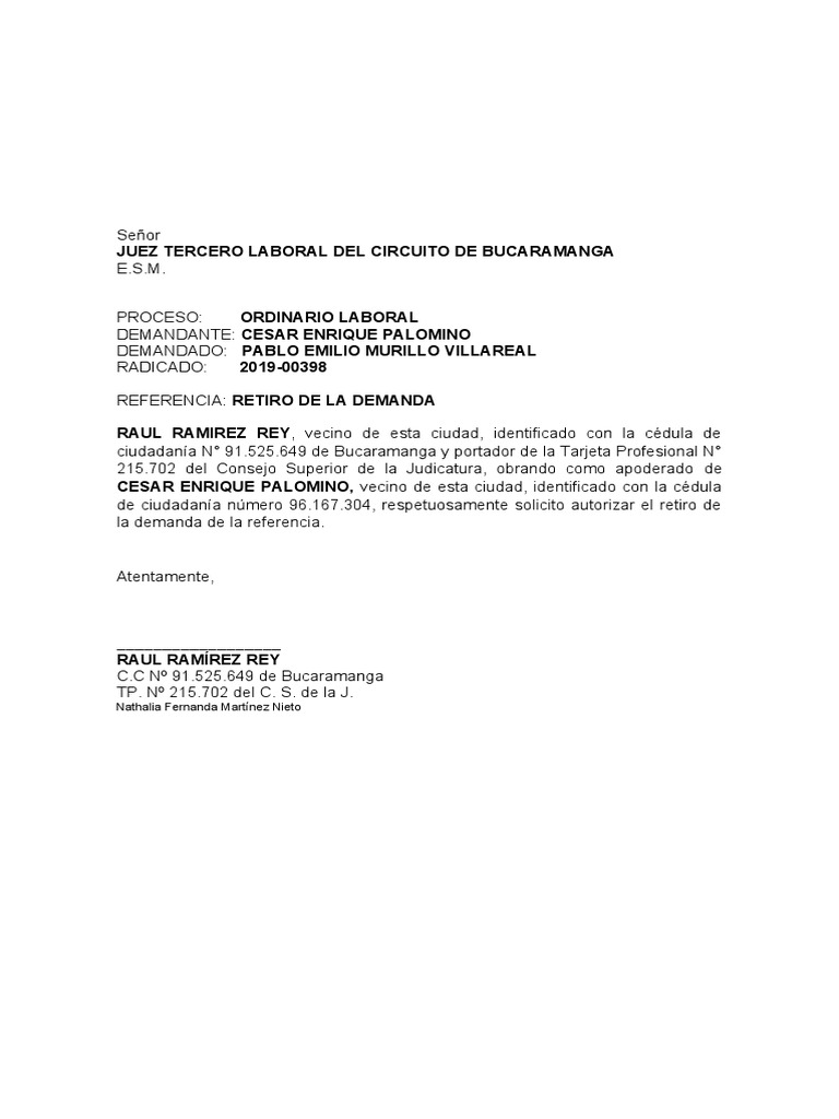 Memorial de Retiro de Demanda | PDF