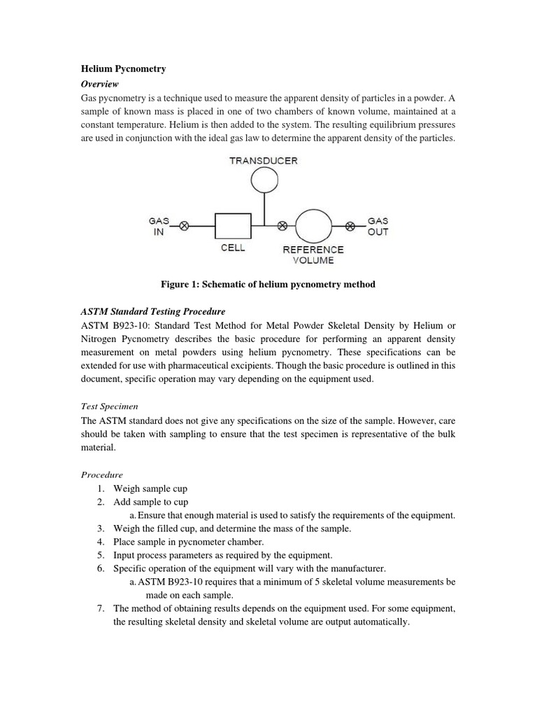 Helium Pycnometry: Test Specimen | PDF | Density | Helium