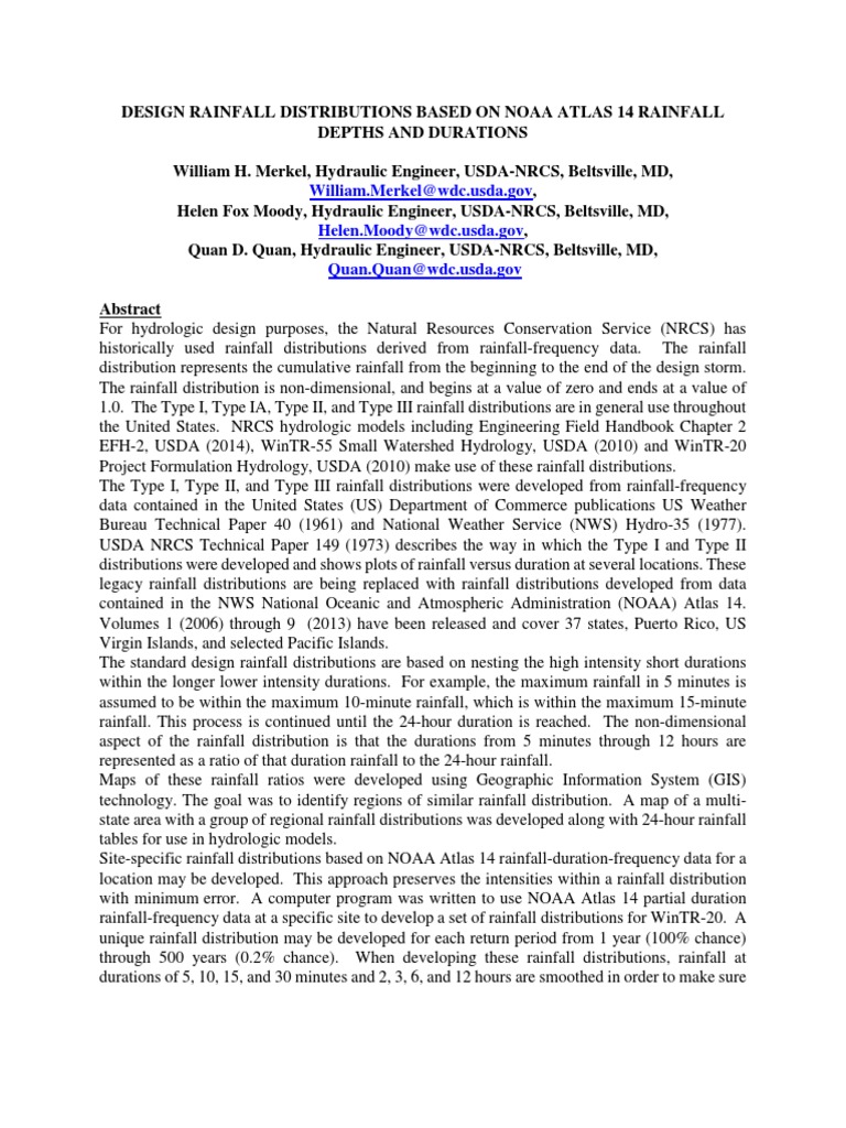 FIHMC 2015 Rainfall Distribution NOAA 14 Merkel | PDF | Precipitation ...