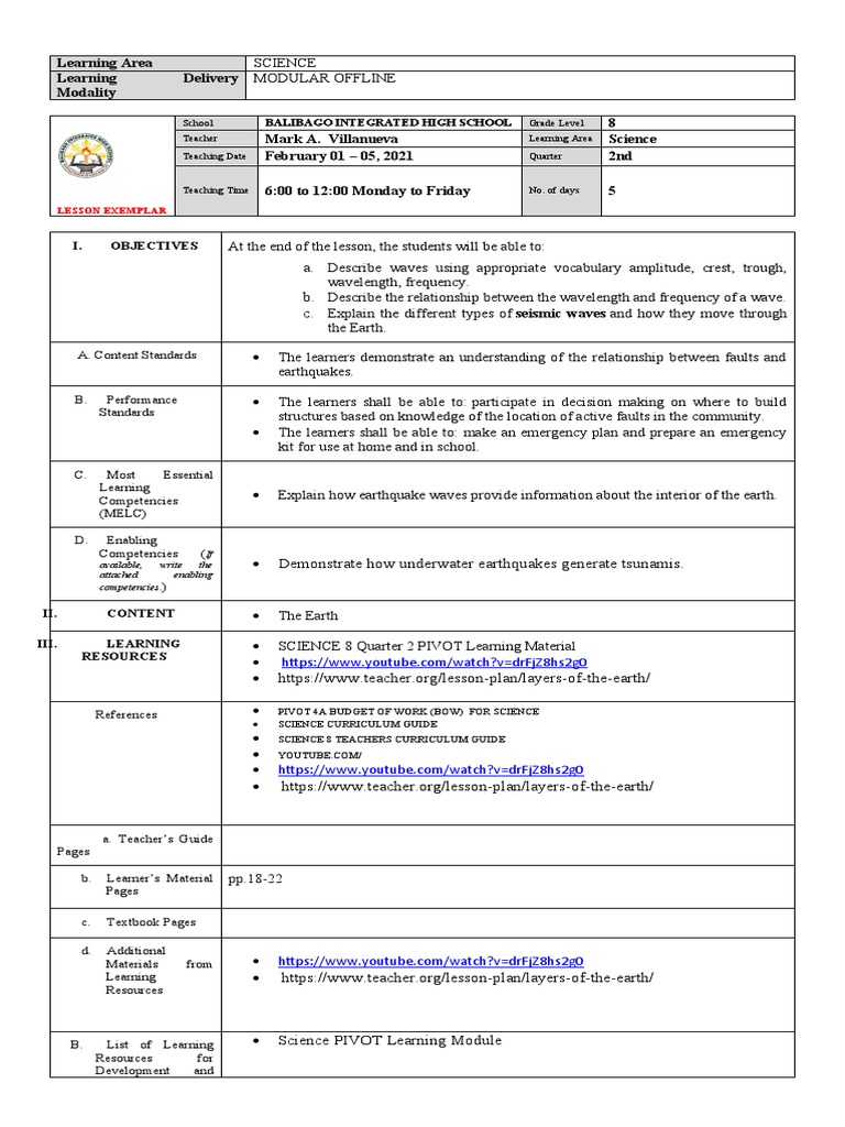 Le Week2 Feb.1 5 Mavillanueva | PDF | Earthquakes | Geophysics