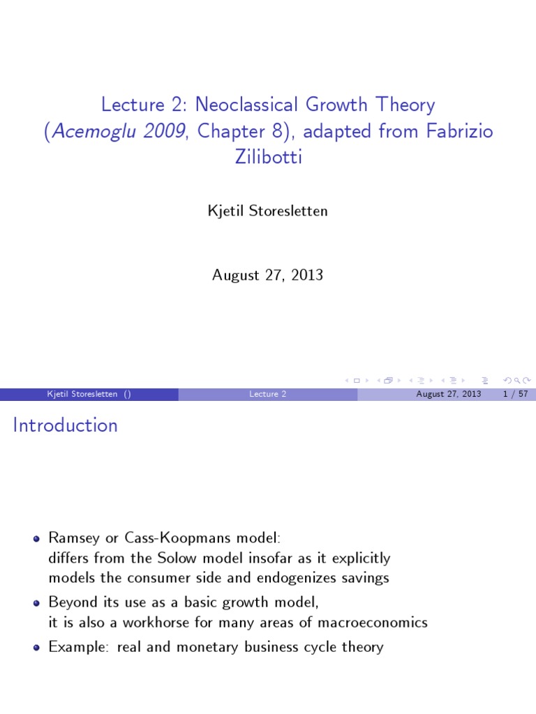 Neoclassical Growth Theory: An Analysis of the Ramsey-Cass-Koopmans ...