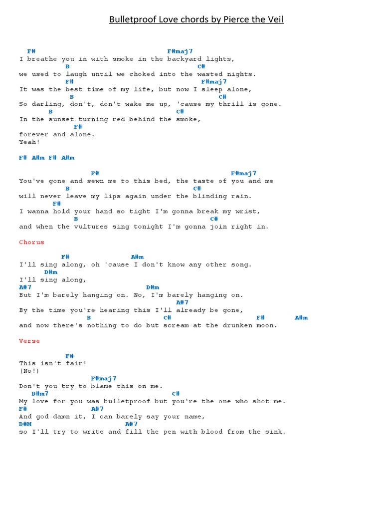 Bulletproof Guitar Chords