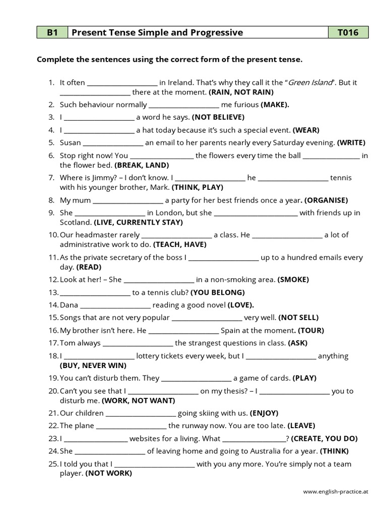 Present Simple - Continuous B1 | PDF
