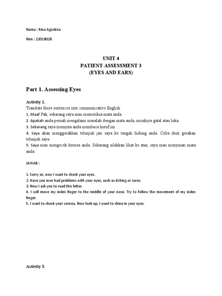 Part 1. Assessing Eyes: Unit 4 Patient Assessment 3 (Eyes and Ears ...