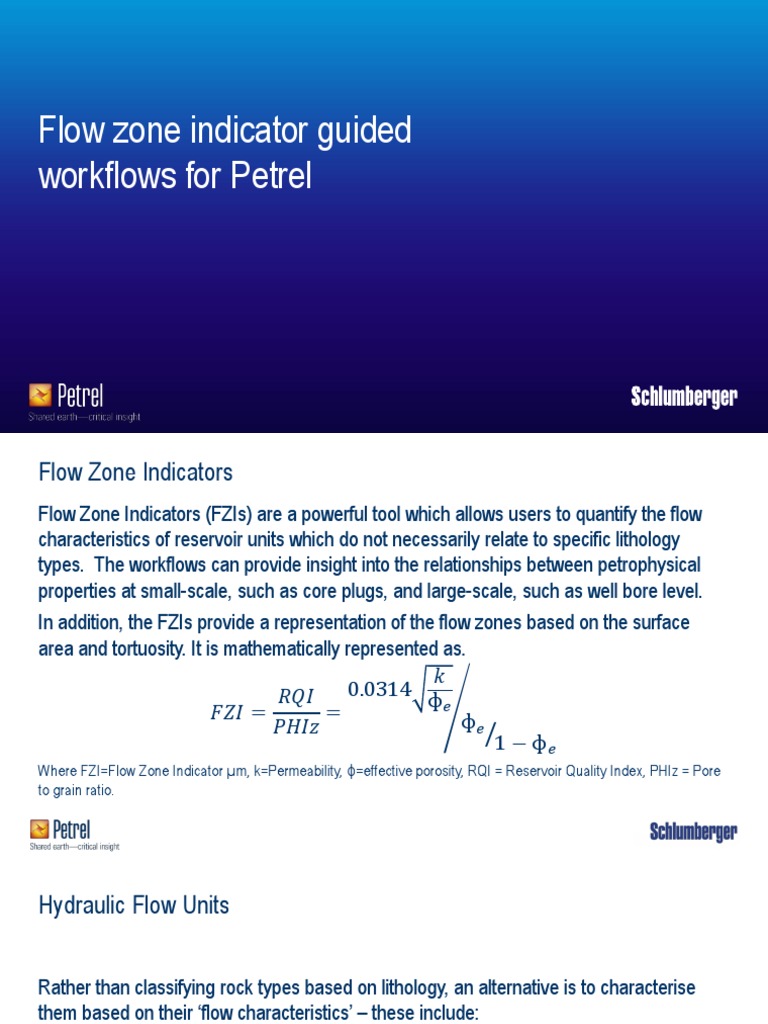 Flow Zone Indicator Guided Workflows For Petrel | PDF | Porosity | Petroleum Reservoir