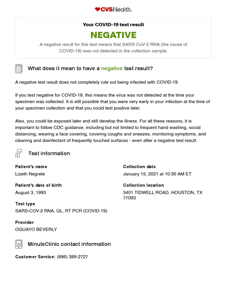 Negative: What Does It Mean To Have A Test Result? | PDF | Viral ...