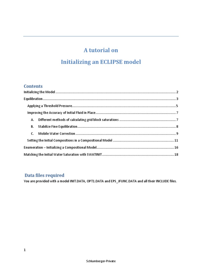 A Tutorial On Initializing An ECLIPSE Model | PDF | Petroleum Reservoir ...
