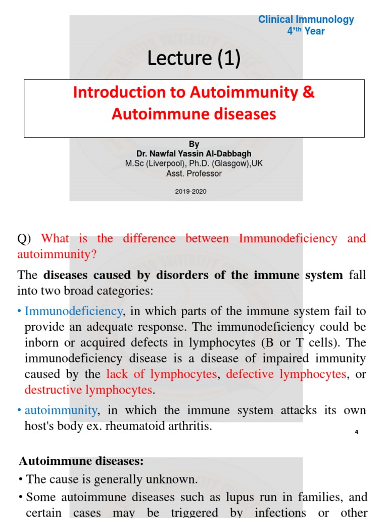 Immuno Lec 1&2&3 | PDF | Autoimmune Disease | Rheumatoid Arthritis