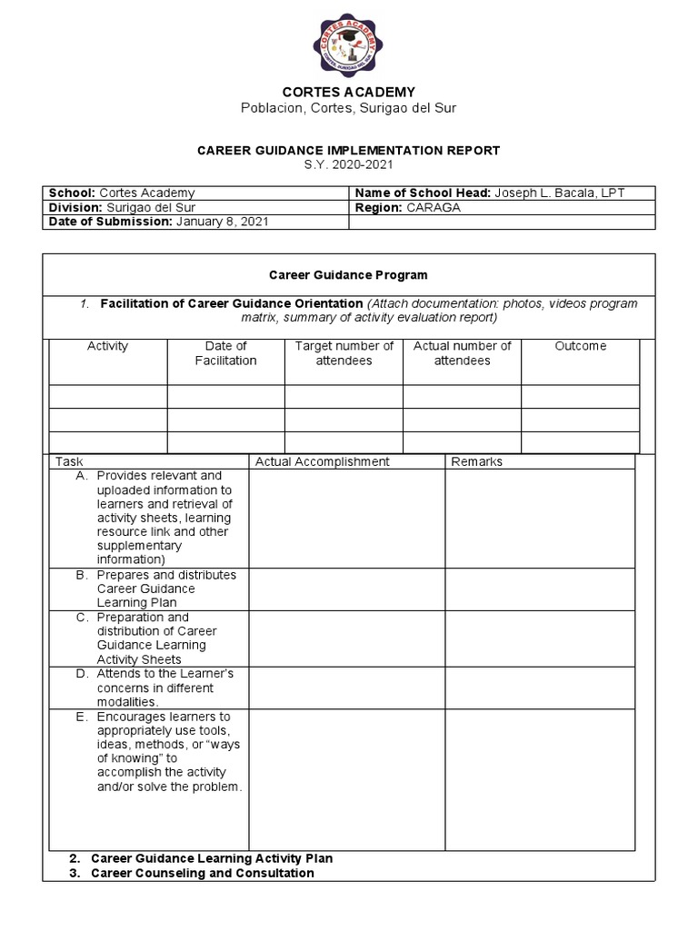 Career Guidance Implementation Report | PDF | Educational Psychology | Learning