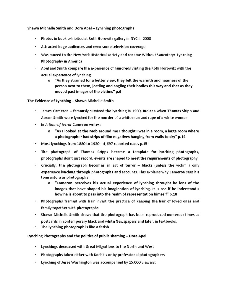 Shawn Michelle Smith and Dora Apel - Lynching Photographs | PDF ...