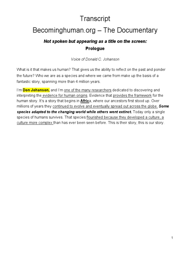 BECOMING HUMAN - Transcript 2 | PDF | Lucy (Australopithecus) | Bipedalism