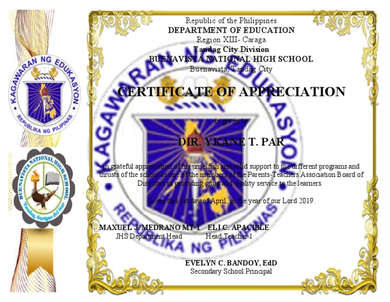 Pta Certificate | PDF