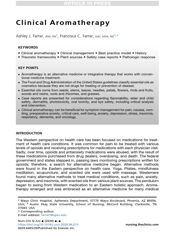 Clinical Aromatherapy | PDF | Aromatherapy | Alternative Medicine