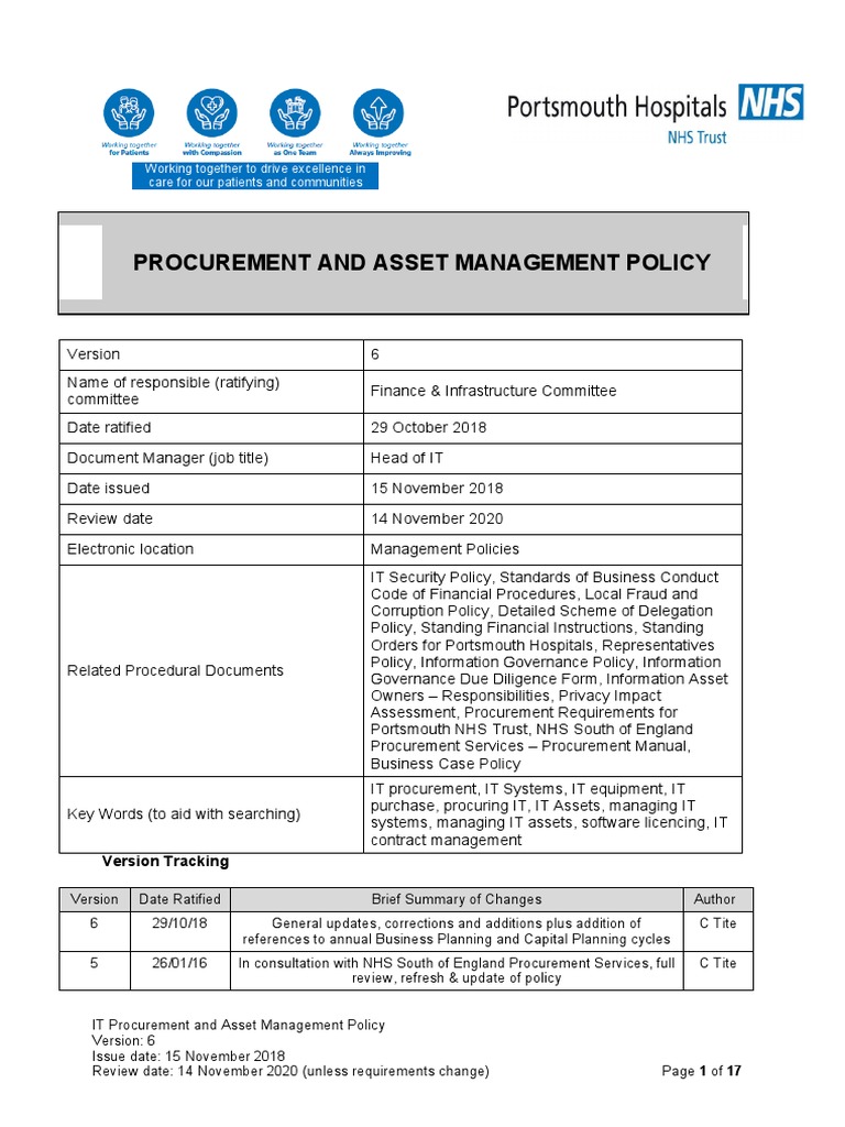 IT Procurement and Asset Management Policy | PDF | Procurement | Asset ...