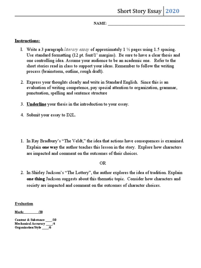 Short Story Essay Writing Guide | PDF | Essays | Thesis