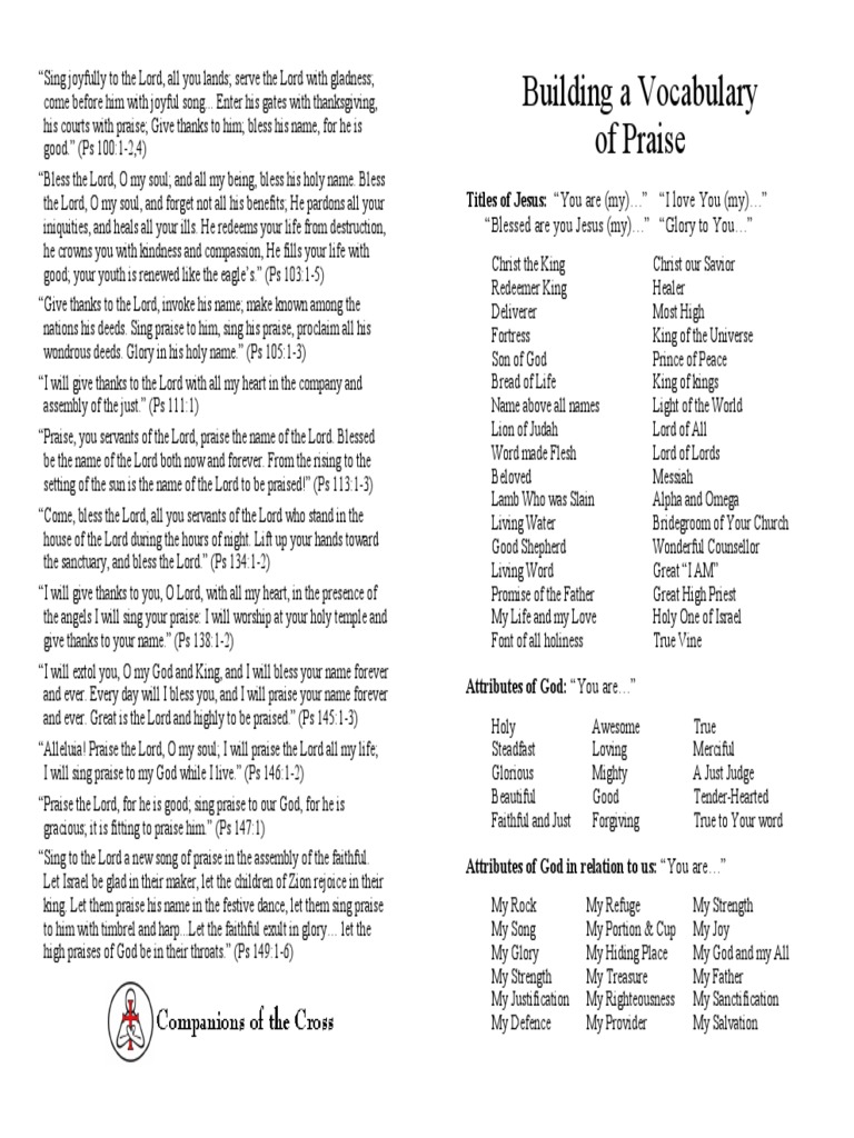 Building A Vocabulary of Praise | PDF | Glory (Religion) | Systematic ...