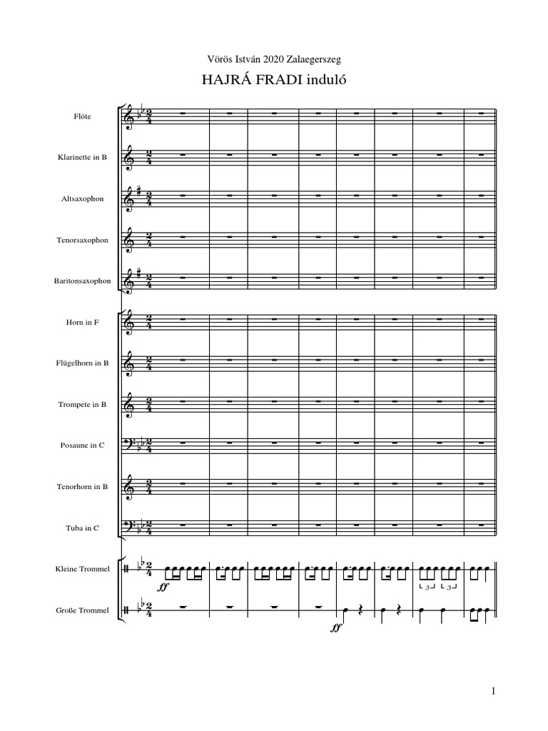 00 Fradi Induló Score | PDF | Brass Instruments | Aerophones