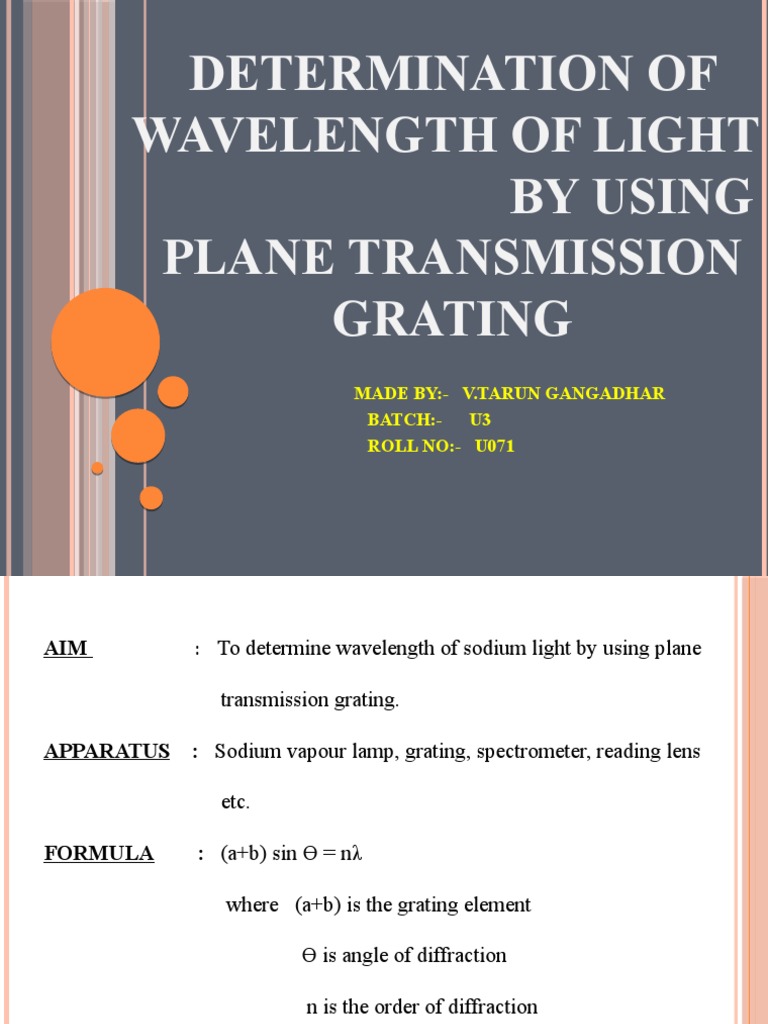 Determination of Wavelength of Light by Using Plane Transmission ...