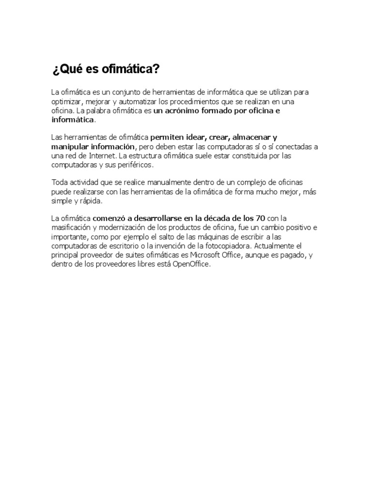 Herramientas de Ofimática: Funciones y Evolución | PDF | Informática