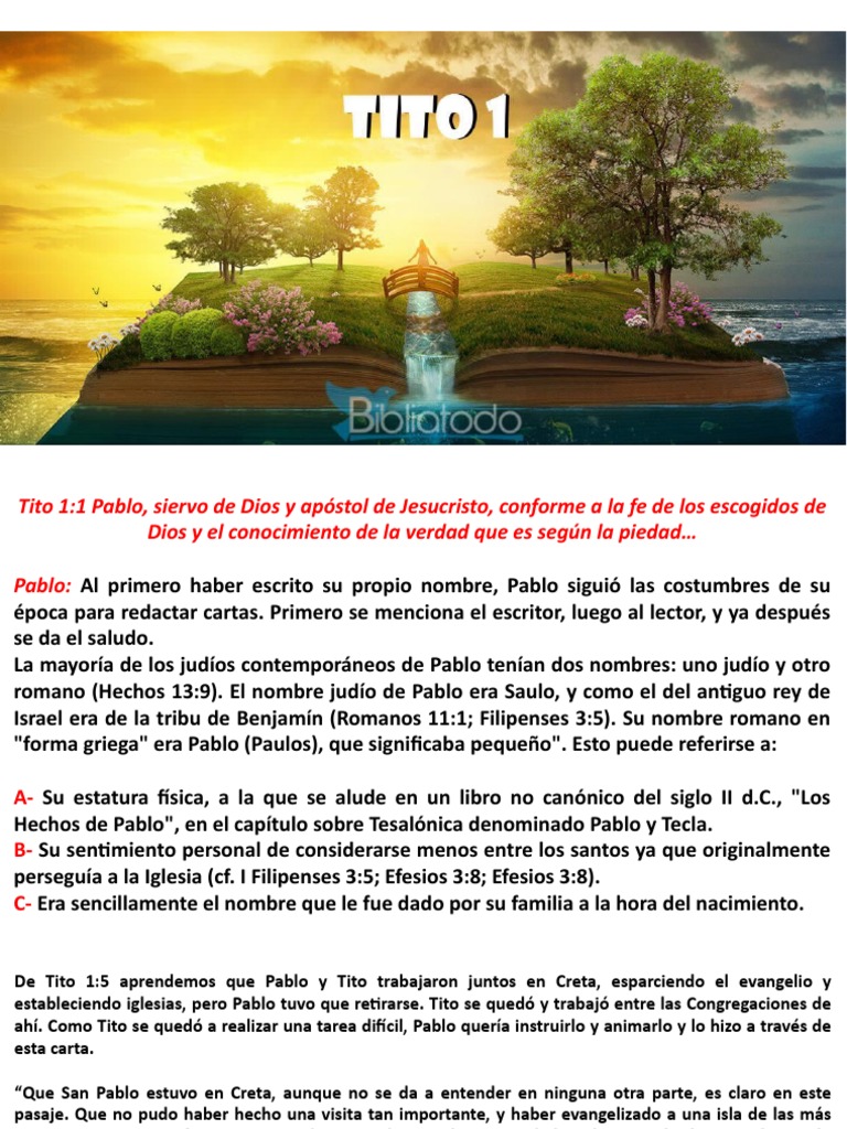 Carta de Pablo a Tito: Introducción y Contexto | PDF | Pablo el apóstol ...