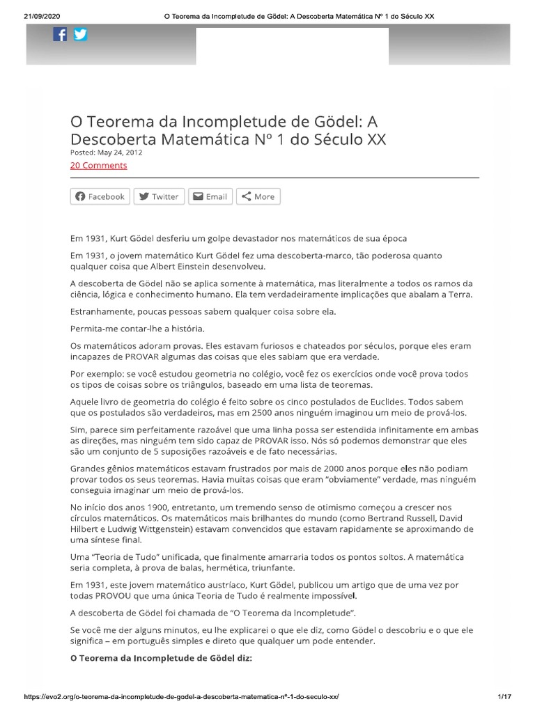 Godel - Teorema Da Incompletude | PDF