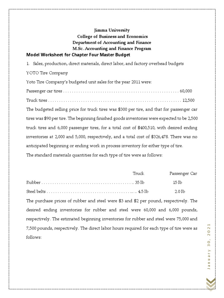 Worksheet For Chapter Four | PDF | Inventory | Tire