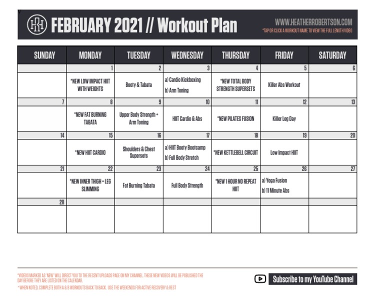 February 2021 Workout Plan | PDF | Leisure | Sports
