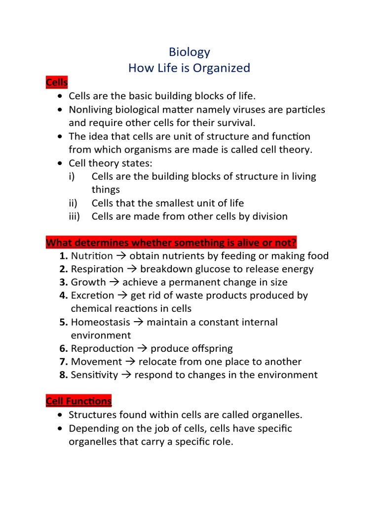 Biology Ch#1 | PDF | Cell (Biology) | Metabolism