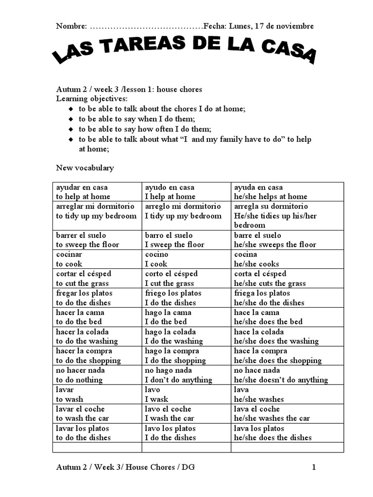 Tareas de Casa | PDF