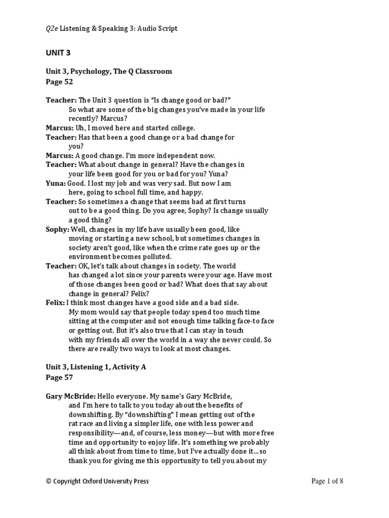 Unit 3: Q2e Listening & Speaking 3: Audio Script | PDF | Business