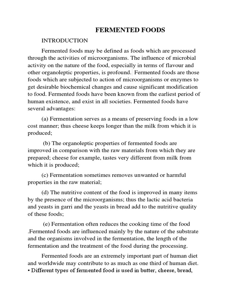 Fermented Foods Pdf Fermentation Probiotic