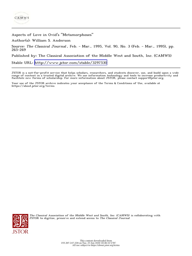 Aspects of Love in Ovids Metamorphoses | PDF | Ovid | Orpheus