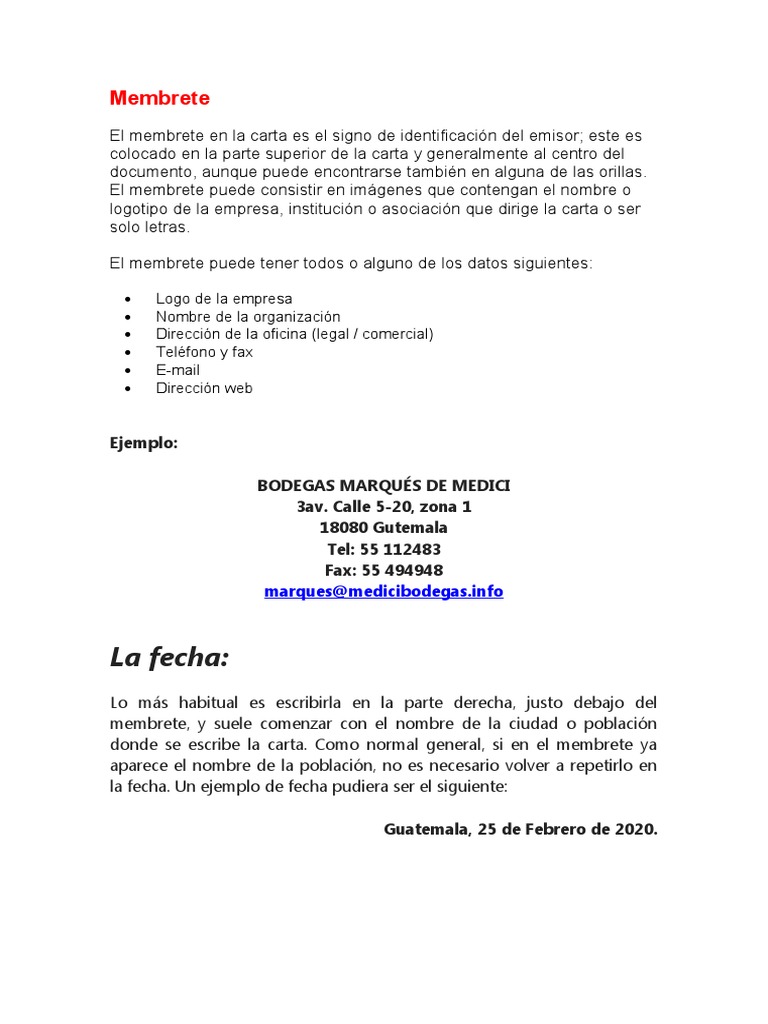 Ejemplos De Cómo Escribir Una Carta Correctamente En Papel Con Membrete