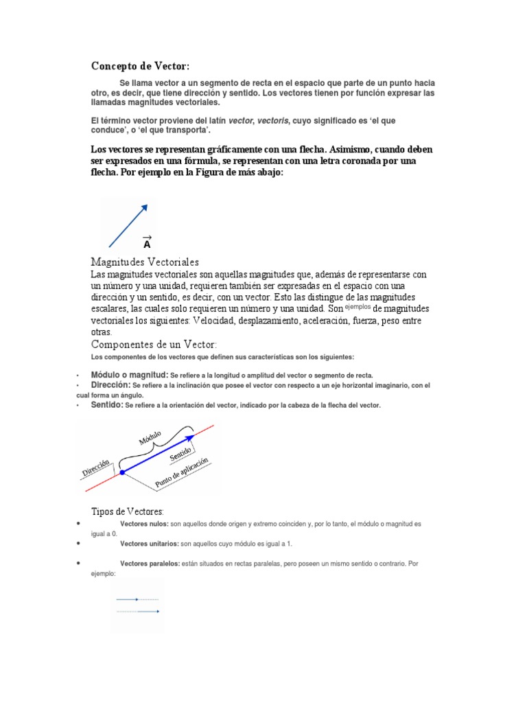 Concepto de Vector | PDF | Vector Euclidiano | Álgebra lineal