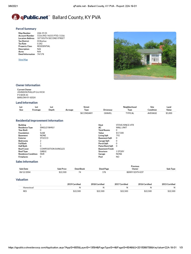 Ballard County, KY PVA: Parcel Summary | PDF | Land Lot | Business
