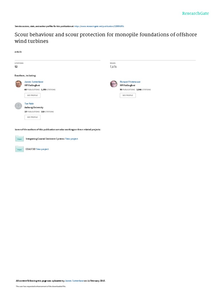 Scour Behaviour and Scour Protection For Monopile | PDF | Deep ...