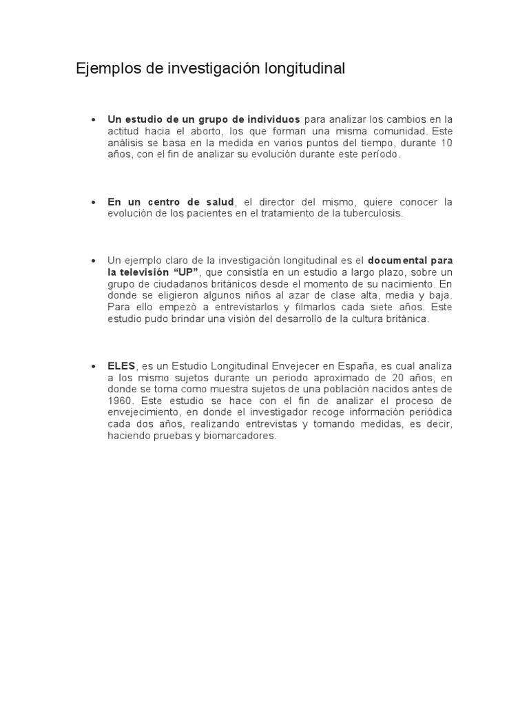 Ejemplos de Investigación Longitudinal | PDF