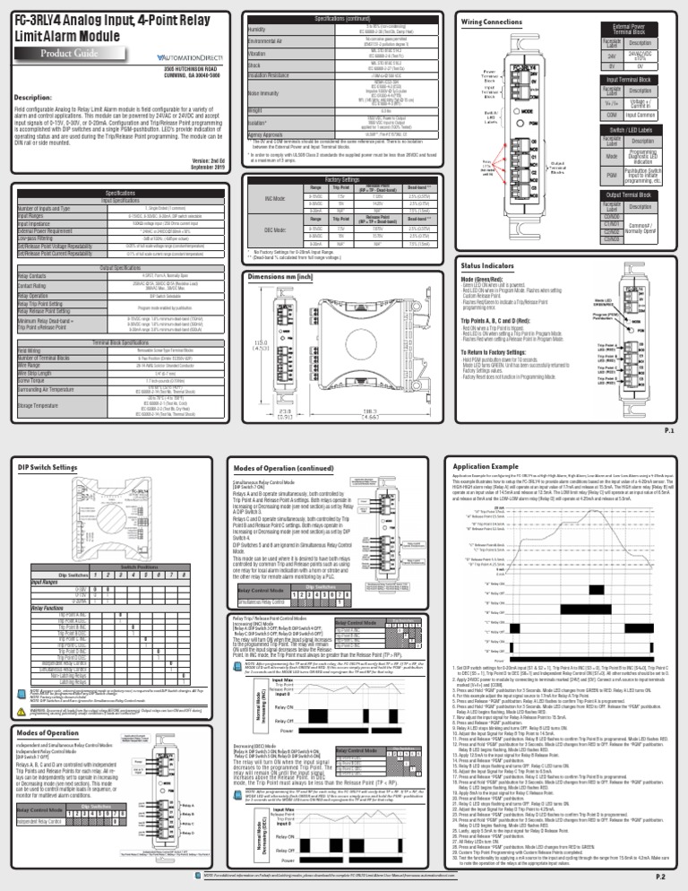 FC-3RLY4 Analog Input, 4-Point Relay Limit Alarm Module: Product Guide ...